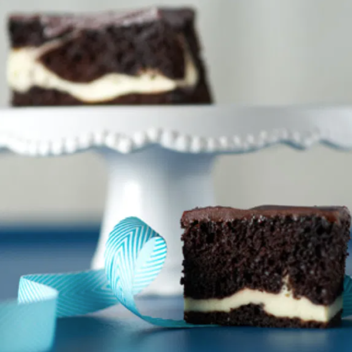 Chocolate Cream Cheese Ribbon Cake - Just Jill