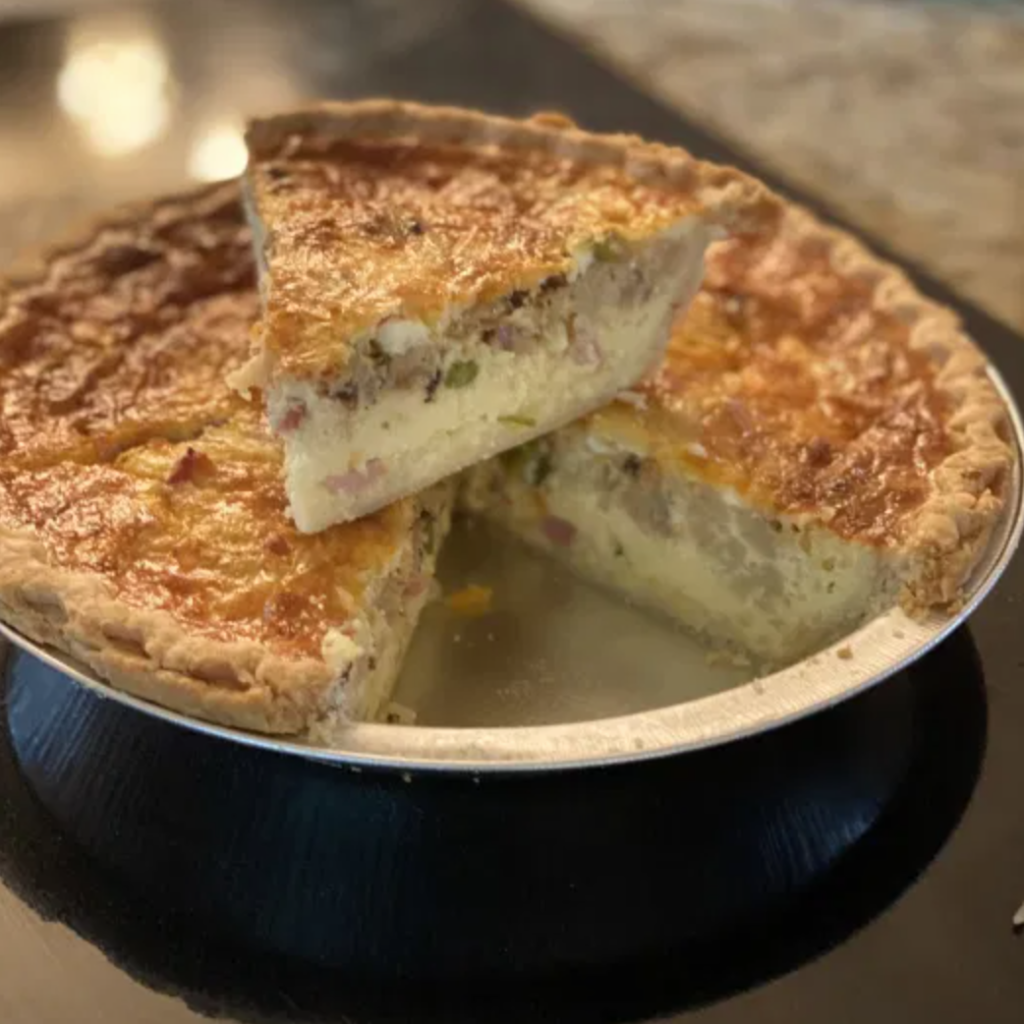 Roasted Veggies and Ham Quiche (Using Leftovers!) - Just Jill